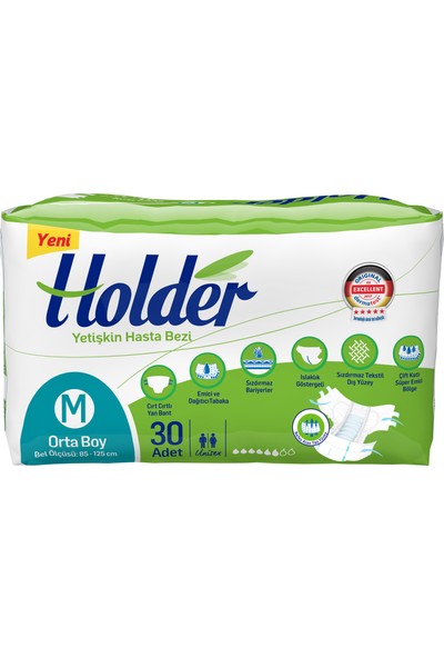 Holder Medium Yetişkin Hasta Bezi - 30 Adet Holder Medium Yetişkin Hasta Bezi - 30 Adet