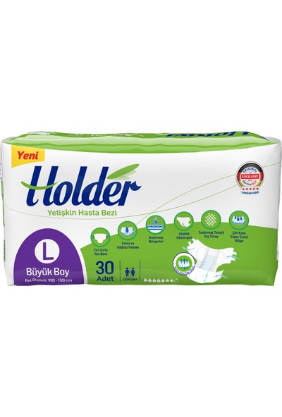 Holder Large Yetişkin Hasta Bezi - 30 Adet Holder Large Yetişkin Hasta Bezi - 30 Adet