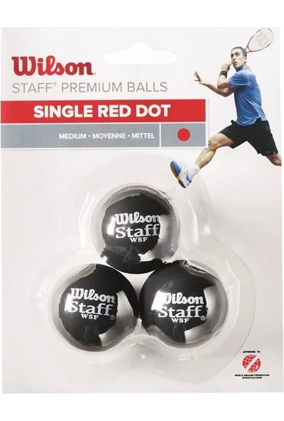 Wilson Squash Topu Staff Squash 3 Ball Red Dot WRT618200 Wilson Squash Topu Staff Squash 3 Ball Red Dot WRT618200