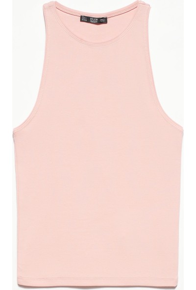 Dilvin 3694 Halter Yaka Tshirt-Pembe