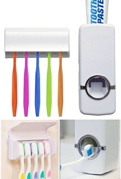 Kepez Otomatik Diş Macunu Sıkacağı ve 5 Adet Diş Fırçası Tutacağı Kepez Otomatik Diş Macunu Sıkacağı ve 5 Adet Diş Fırçası Tutacağı