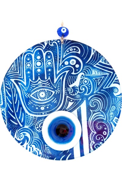 Mixperi Mavi Fatma Ana Bereket Eli Nazar Boncuklu Füzyon Cam Duvar Süsü Mixperi Mavi Fatma Ana Bereket Eli Nazar Boncuklu Füzyon Cam Duvar Süsü