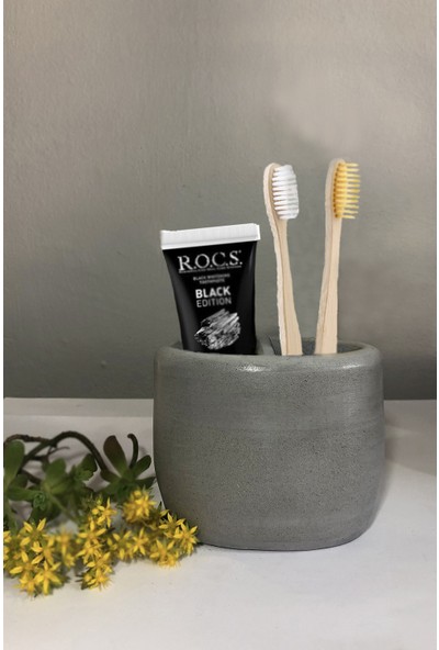 Beton Oval Diş Fırçalık (Beton Grisi)