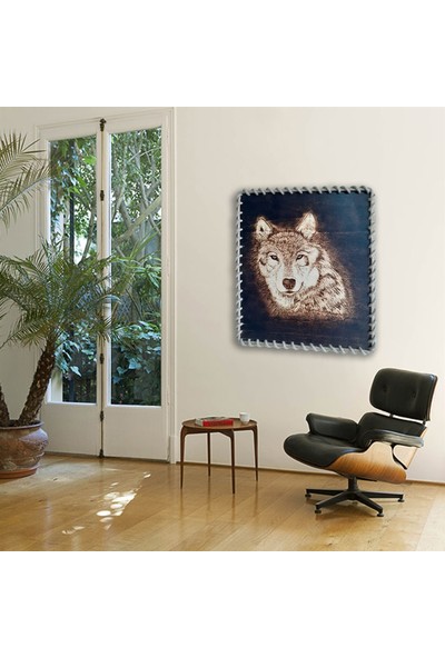 Püff Konsept Kurt El Işçiliği Ahşap Yakma Tablo Püff Konsept Kurt El Işçiliği Ahşap Yakma Tablo