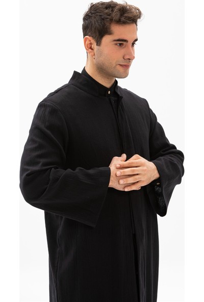 Eliş Şile Bezi Şile Bezi Erkek Namaz Cübbesi Siyah Eliş Şile Bezi Şile Bezi Erkek Namaz Cübbesi Siyah