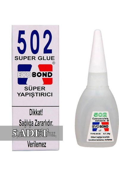 Evobond 502 Süper Japon Yapıştırıcısı 20 gr 5 Adet