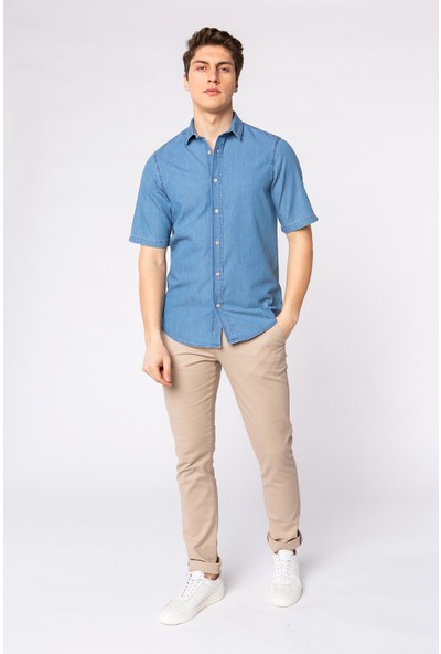 Vigoss Jeans Kısa Kollu Erkek Denim Gömlek 68759-70345 Vigoss Jeans Kısa Kollu Erkek Denim Gömlek 68759-70345