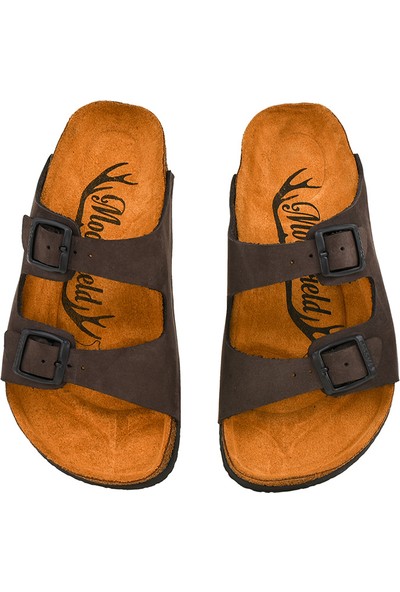Moosefield Kids Deri Kahverengi Çocuk Terlik