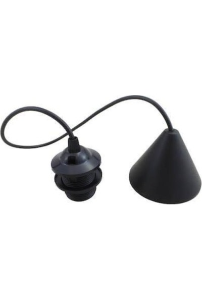 Örgün Siyah Asma Duy Kablolu Duy Tij E27
