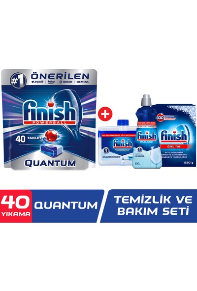 Finish Quantum Bulaşık Makinesi Deterjanı Tableti 40 Yıkama + Temizlik ve Bakım Seti Finish Quantum Bulaşık Makinesi Deterjanı Tableti 40 Yıkama + Temizlik ve Bakım Seti