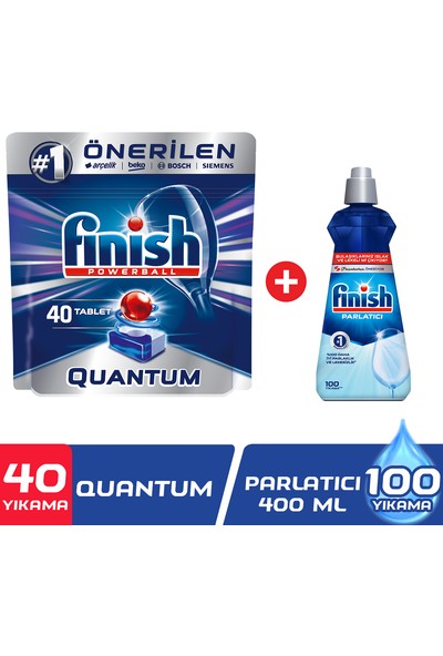 Finish Quantum 40 Tablet Bulaşık Makinesi Deterjanı + Finish Parlatıcı 400 ml Finish Quantum 40 Tablet Bulaşık Makinesi Deterjanı + Finish Parlatıcı 400 ml