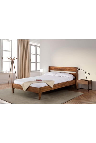 Brady Mobilya Lux Kraz Çift Kişilik Masif Doğal Ahşap Karyola