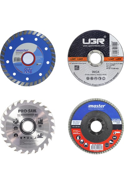 UGR Mermer Metal Ahşap Granit Demir Fayans Kesme Flap Disk Seti (4 Parça) UGR Mermer Metal Ahşap Granit Demir Fayans Kesme Flap Disk Seti (4 Parça)