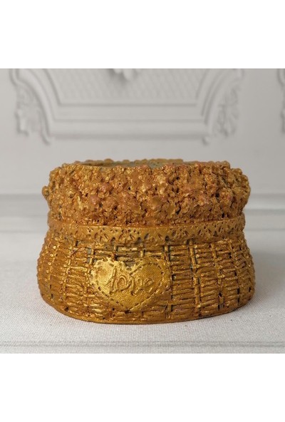Nettenevime Beton Saksı Dekoratif Gold Love Vazo Skulent Saksısı 9X5CM Nettenevime Beton Saksı Dekoratif Gold Love Vazo Skulent Saksısı 9X5CM