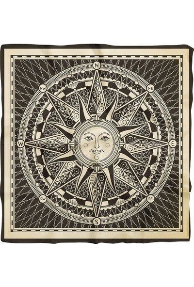 Moda Butik Kadın Krem Etnik Güneş Desenli 50X50 Bandana Hyl DG0540-22