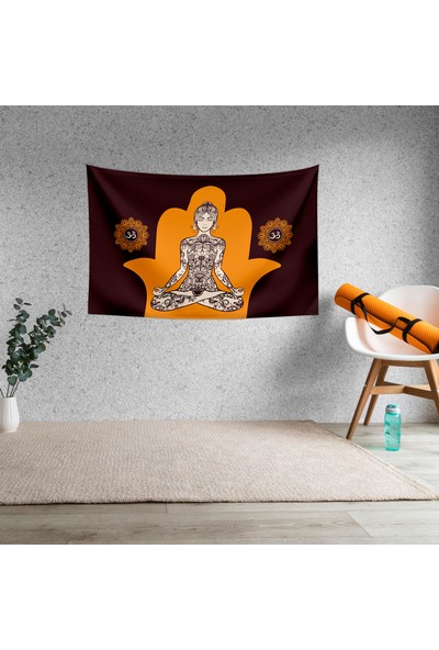 Vagonik Yoga Lotus Duvar Örtüsü Halısı 150 x 100 cm