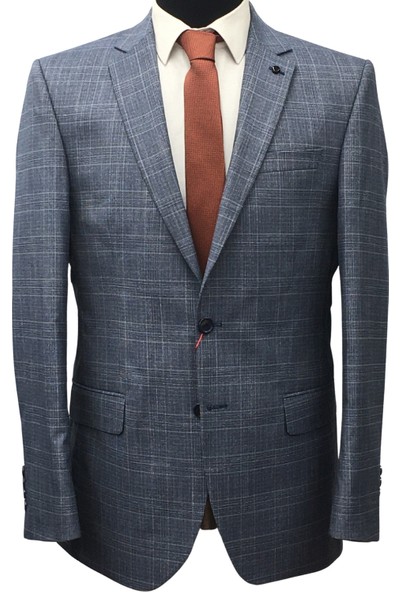 By Mustafa Erkek Indigo Ekose 6drop Klasik Ceket By Mustafa Erkek Indigo Ekose 6drop Klasik Ceket