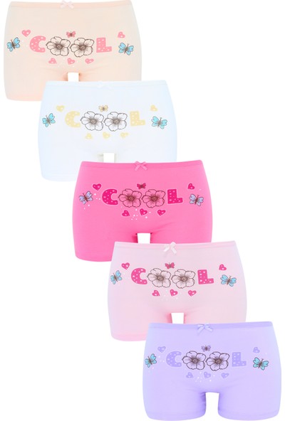 Biyokids Kız Çocuk Boxer 5'li Paket Karışık Renk Baskılı Boxer Biyokids Kız Çocuk Boxer 5'li Paket Karışık Renk Baskılı Boxer