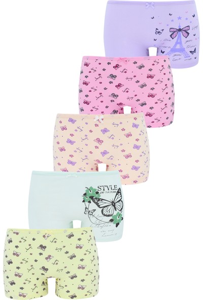 Biyokids Kız Çocuk Boxer 5'li Paket Karışık Renk Biyokids Kız Çocuk Boxer 5'li Paket Karışık Renk