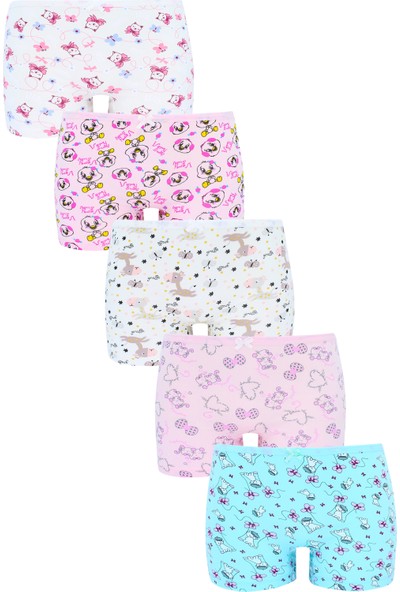 Biyokids Kız Çocuk Boxer 5'li Paket Karışık Renk Baskılı Boxer Biyokids Kız Çocuk Boxer 5'li Paket Karışık Renk Baskılı Boxer