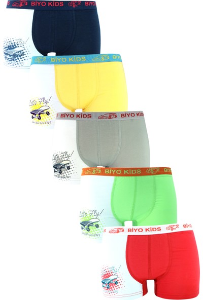 Biyokids Erkek Çocuk Boxer 5'li Paket Karışık Renk Baskılı Boxer