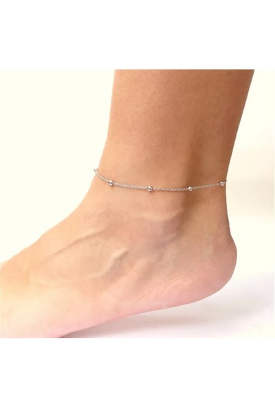 Platin Hediyelik Gümüş Renk Düz Toplu Zincir Kadın Halhal Platin Hediyelik Gümüş Renk Düz Toplu Zincir Kadın Halhal