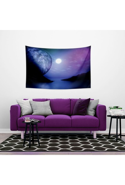 Vagonik Sürreal Dolunay Duvar Örtüsü Halısı 70 x 100 cm