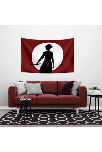 Vagonik Japon Katana Kadın Duvar Örtüsü Halısı 70 x 100 cm