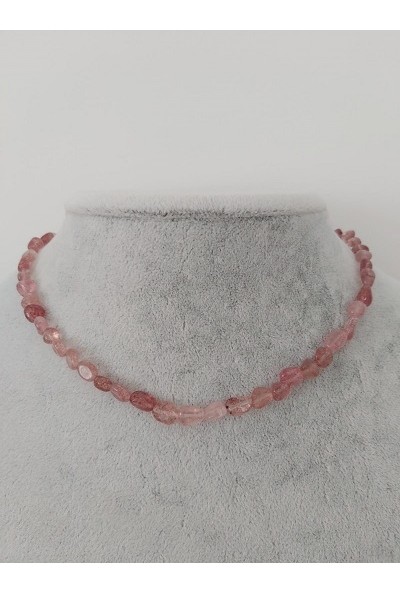 Hera Aksesuar Çilek Kuvars Doğal Taş Kolye