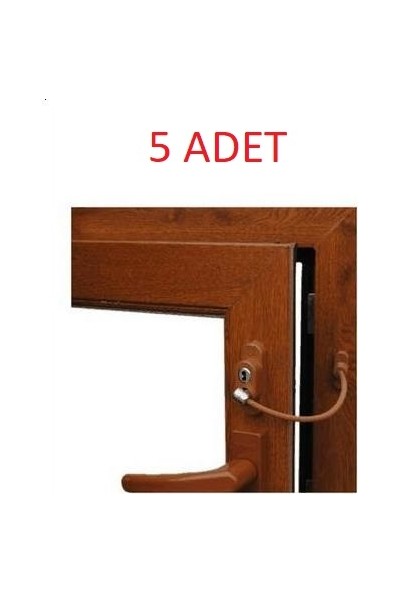 Kidmix Çelik Halatlı Pvc-Pencere Çocuk Emniyet Kilidi Açık Kahve (5 Ad.)