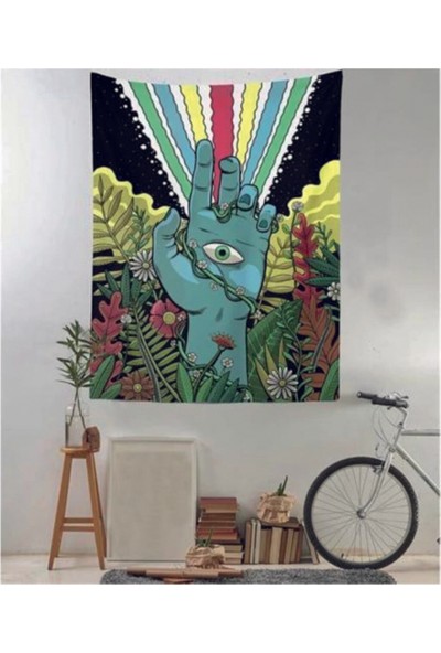 Hobimania El Göz Psychedelic Duvar Örtüsü Duvar Halısı Tapestry 150X100 cm Duvar Dekorasyon Moda