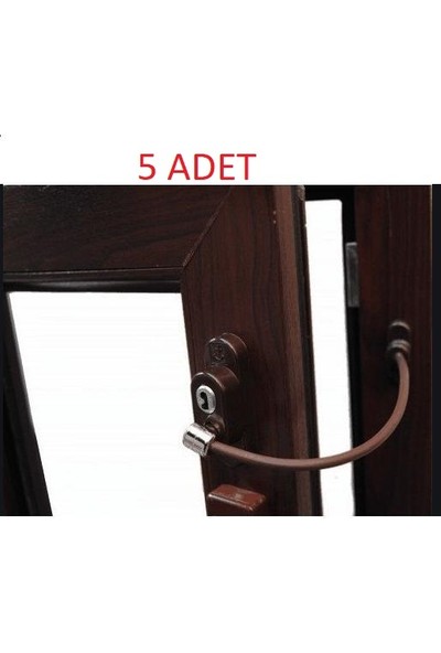 Kidmix Çelik Halatlı Pvc-Pencere Çocuk Emniyet Kilidi Koyu Kahve (5 Ad.)