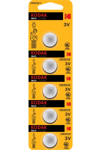 Kodak Lityum Para Pil CR2032 5'li Kodak Lityum Para Pil CR2032 5'li