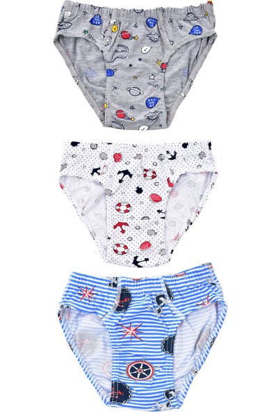 Pemilo Erkek Çocuk 255 Desenli 3'lü Slip Renkli Pemilo Erkek Çocuk 255 Desenli 3'lü Slip Renkli