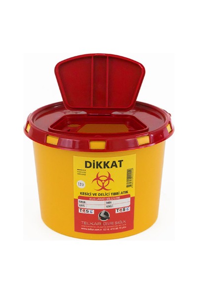 Telkar 1,2 Lt Tıbbi Atık Kovası