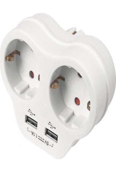 Viko 2 Li Topraklı ve 1,1 Amper 2 USB Çıkışlı Fiş Priz
