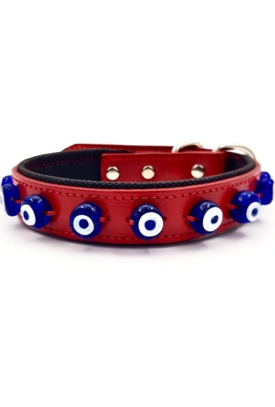 Desingshop Hakiki Deri Nazar Boncuklu Köpek Tasması Koyu Kırmızı 56CM x 2,5cm Desingshop Hakiki Deri Nazar Boncuklu Köpek Tasması Koyu Kırmızı 56CM x 2,5cm