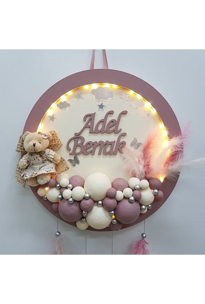 Baby Lüks LED Işıklı Bubble Kapı Süsü Ayıcıklı Yuvarlak Ahşap Pano Kapısüsü Gül Kurusu - Krem Baby Lüks LED Işıklı Bubble Kapı Süsü Ayıcıklı Yuvarlak Ahşap Pano Kapısüsü Gül Kurusu - Krem