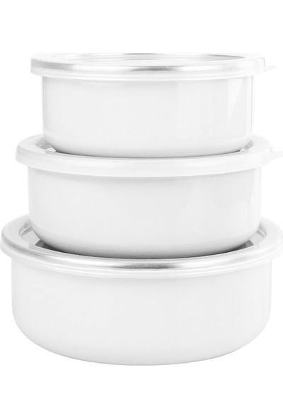 Emsan Pastel Emaye 3'lü Saklama Kabı Krem