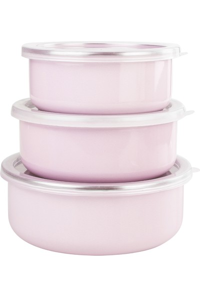 Emsan Pastel Emaye 3'lü Saklama Kabı Pembe Emsan Pastel Emaye 3'lü Saklama Kabı Pembe