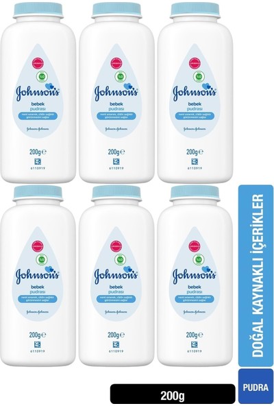 Johnsons Baby Bebek Pudrası 200GR (6 Lı Set)