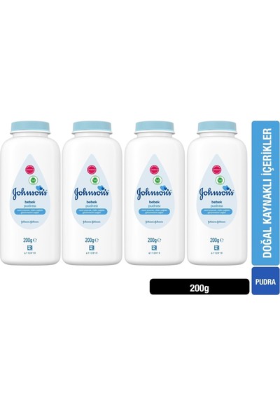 Johnsons Baby Bebek Pudrası 200GR (4 Lü Set) Johnsons Baby Bebek Pudrası 200GR (4 Lü Set)