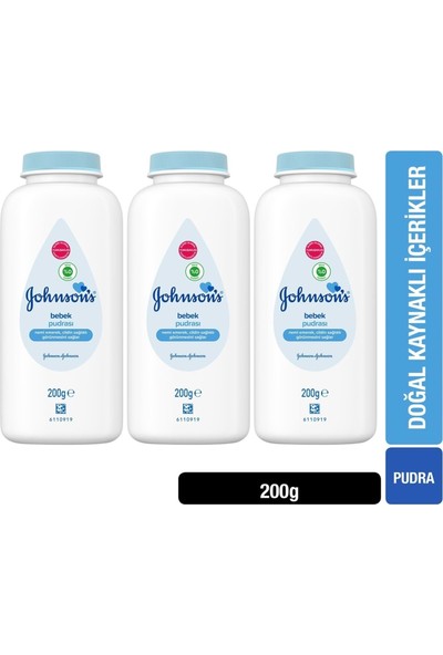 Johnsons Baby Bebek Pudrası 200GR (3 Lü Set)