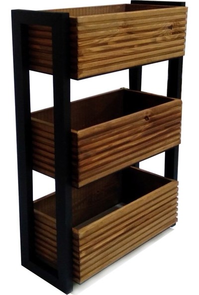 Woodretro Ahşap Organizer 3 Katlı Sebze/meyve Düzenleme