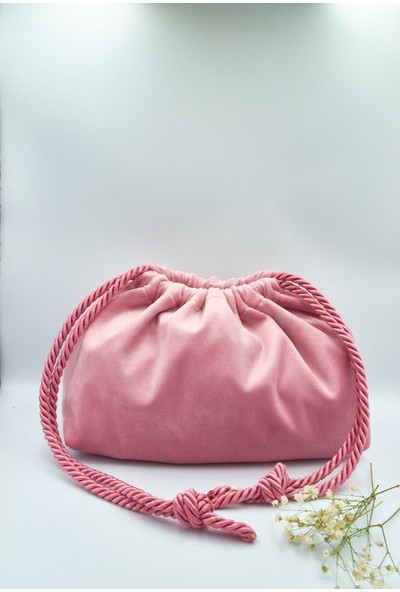 SB Pembe Kadife Büzgülü Makyaj Çantası