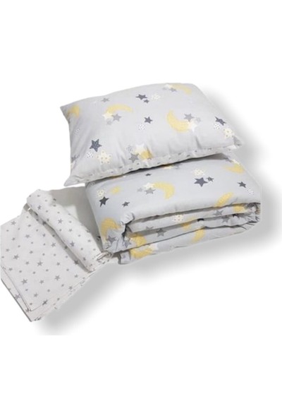 %100 Pamuk Bebek/çocuk Yastık Çarşaf Yorgan Seti Gri Ay Yıldızlı %100 Pamuk Bebek/çocuk Yastık Çarşaf Yorgan Seti Gri Ay Yıldızlı