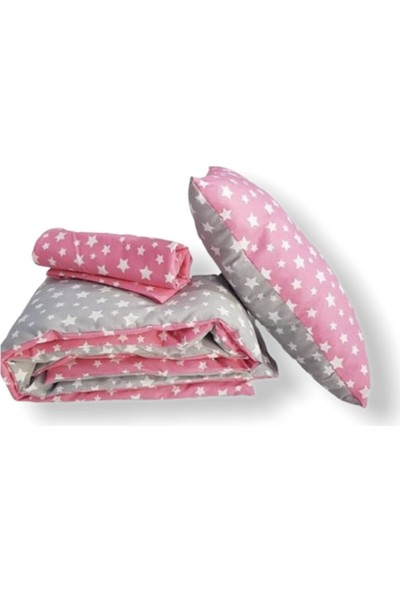 %100 Pamuk Bebek/çocuk Yastık Çarşaf Yorgan Seti Pembe/gri Yıldızlı %100 Pamuk Bebek/çocuk Yastık Çarşaf Yorgan Seti Pembe/gri Yıldızlı