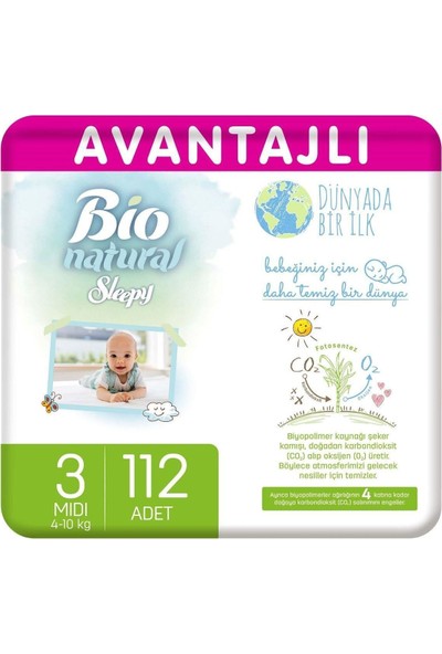 Sleepy Bio Natural Bebek Bezi 3 Numara Midi 112'LI Sleepy Bio Natural Bebek Bezi 3 Numara Midi 112'LI