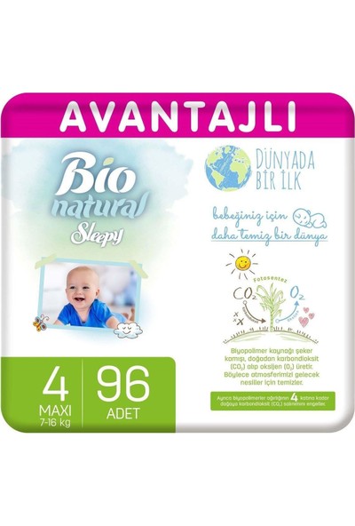 Sleepy Bio Natural Bebek Bezi 4 Numara Maxi 96'lı Sleepy Bio Natural Bebek Bezi 4 Numara Maxi 96'lı