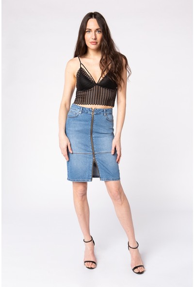 Vigoss Fermuarlı Denim Kadın Etek 50295-00215 Vigoss Fermuarlı Denim Kadın Etek 50295-00215